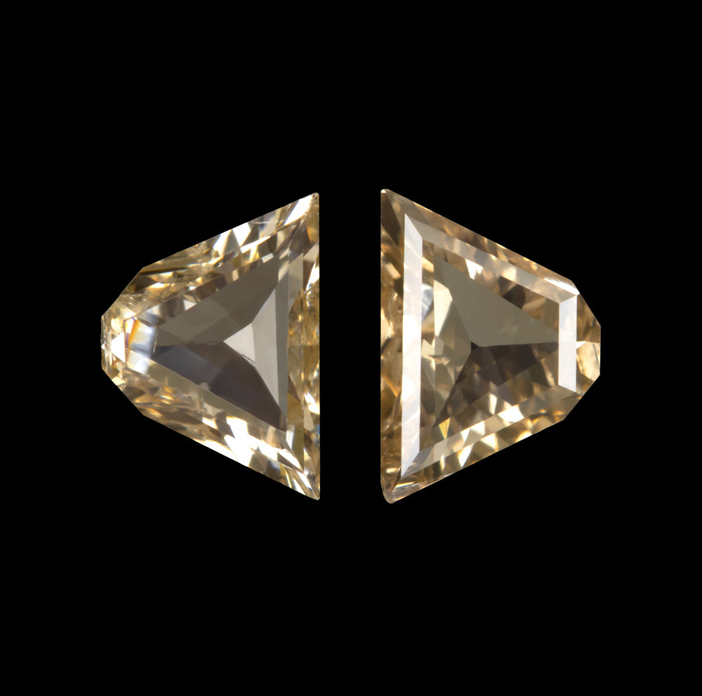 NATURAL DIAMOND CADILLAC CUT MATCHING PAIR FANCY CHAMPAGNE 0.35c LOOSE ...
