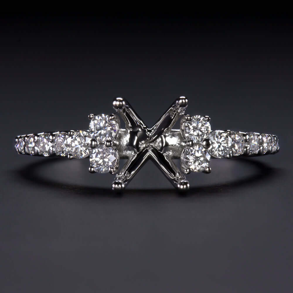 NATURAL DIAMOND OVAL CUT RING SETTING 8x6 RADIANT EMERALD 14k WHITE ...