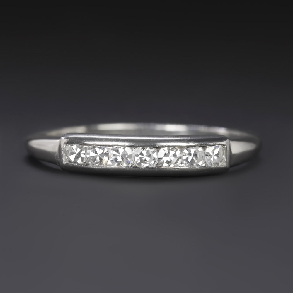 VINTAGE DIAMOND WEDDING RING STACKING BAND PLATINUM NATURAL RETRO ...