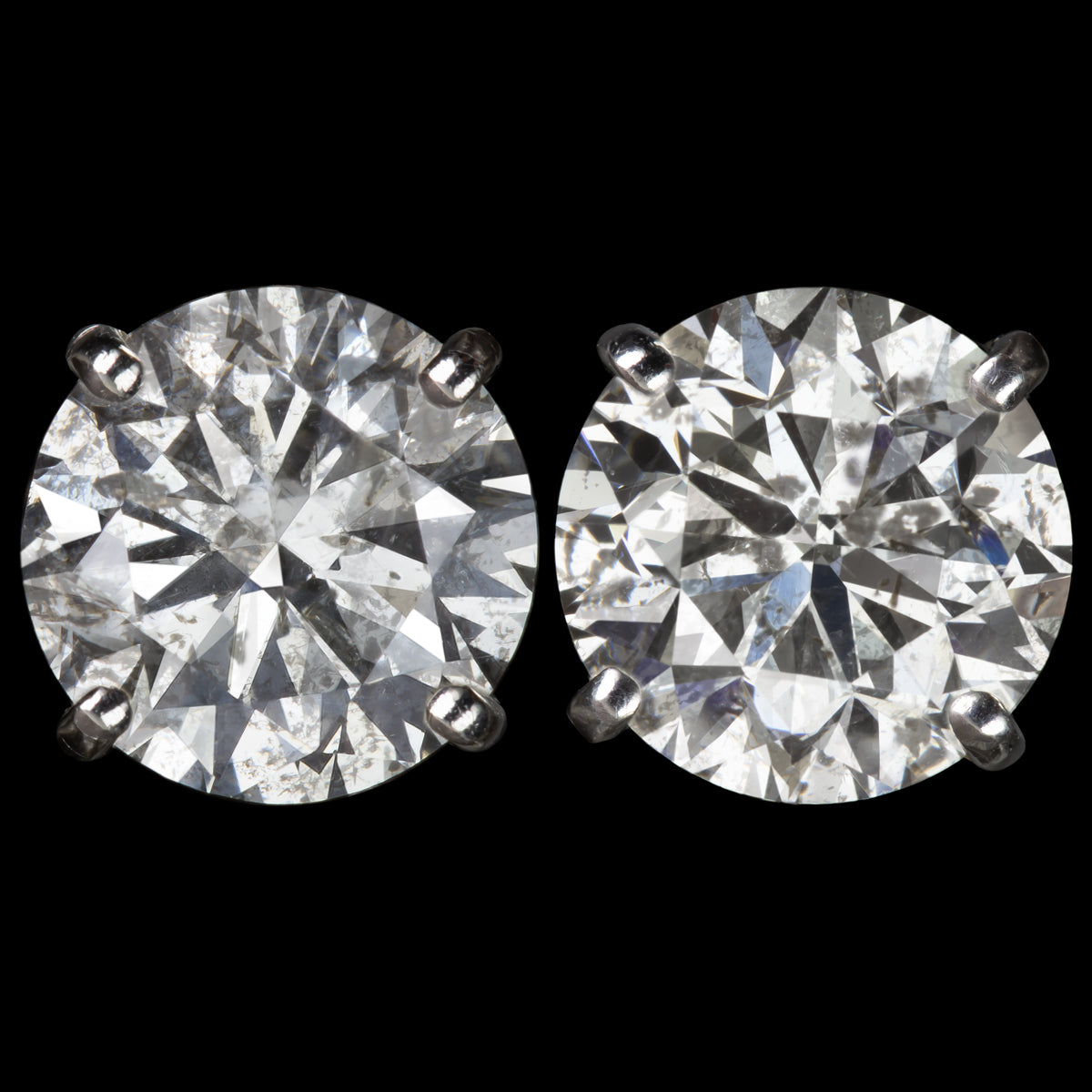6.17ct VERY GOOD CUT DIAMOND STUD EARRINGS ROUND BRILLIANT NATURAL PAIR ...