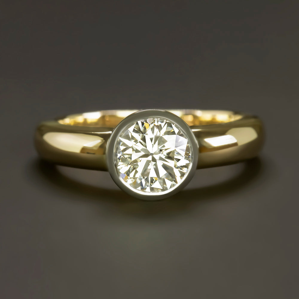 1.23ct DIAMOND SOLITAIRE ENGAGEMENT RING ROUND BRILLIANT CUT BEZEL SET ...