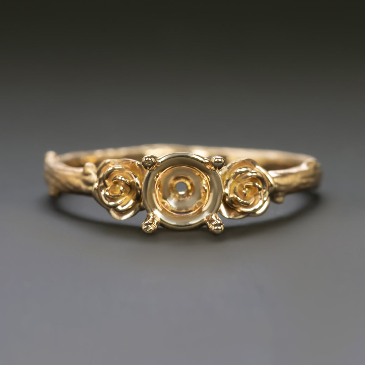 FLORAL RING SETTING 5.5mm ROUND14K ROSE GOLD FLOWER ENGAGEMENT ...