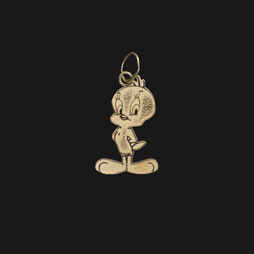 SOLID 14k YELLOW GOLD TWEETY BIRD CHARM PENDANT LOONEY TUNES NECKLACE ...
