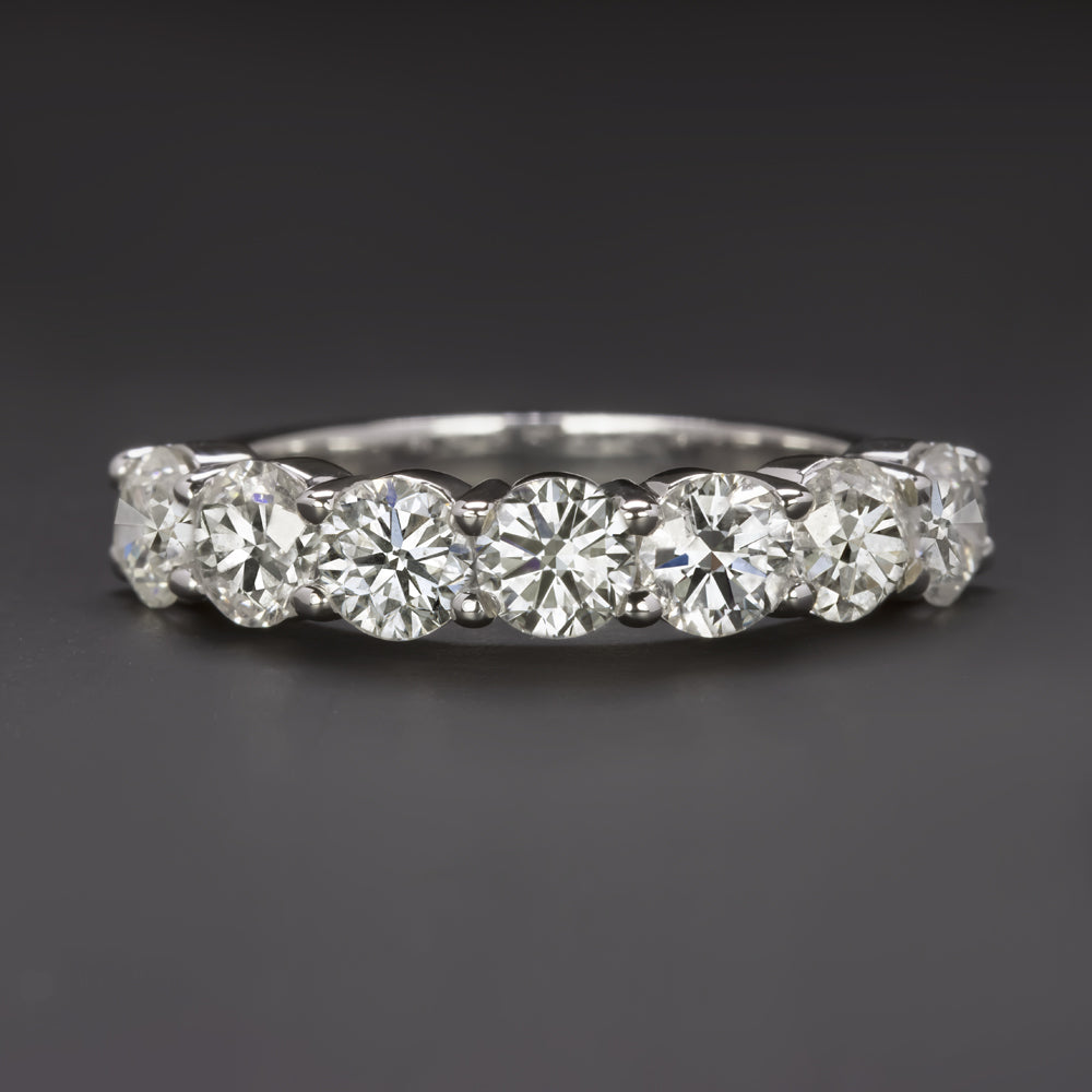 2.14ct VERY GOOD CUT DIAMOND 7 STONE WEDDING BAND STACKING RING 14k ...