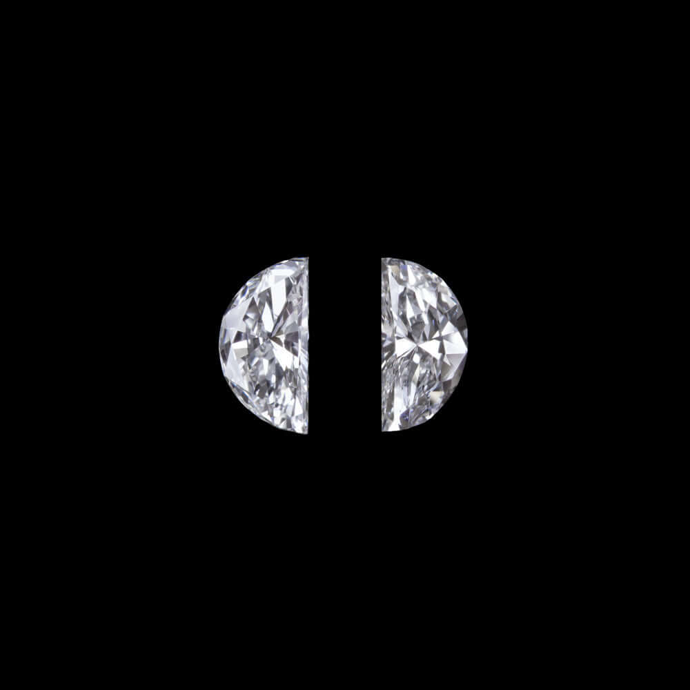 0.11ct E VVS HALF MOON SHAPE DIAMOND MATCHING PAIR EPAULETTE CUT ...