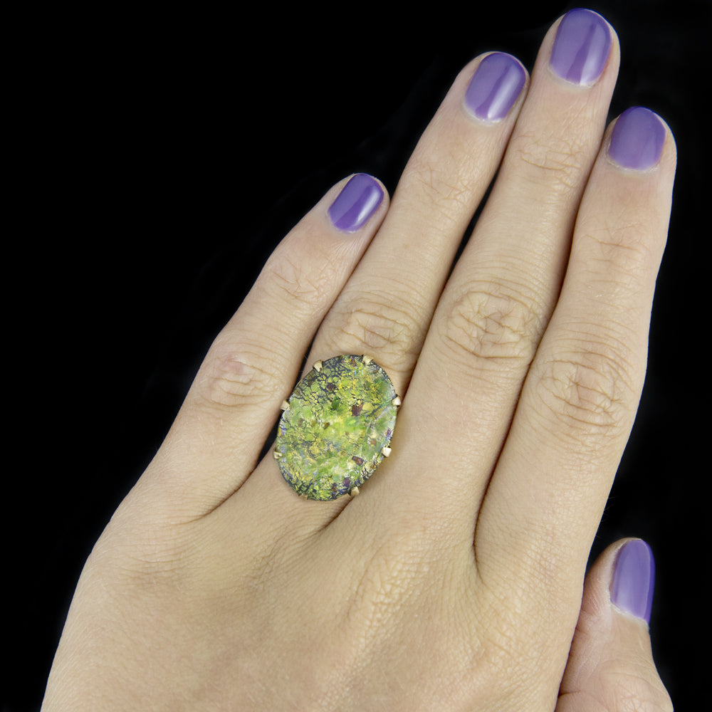 SLOCUM STONE OPAL RING VINTAGE 11.8g 14K YELLOW GOLD COCKTAIL BIG ...