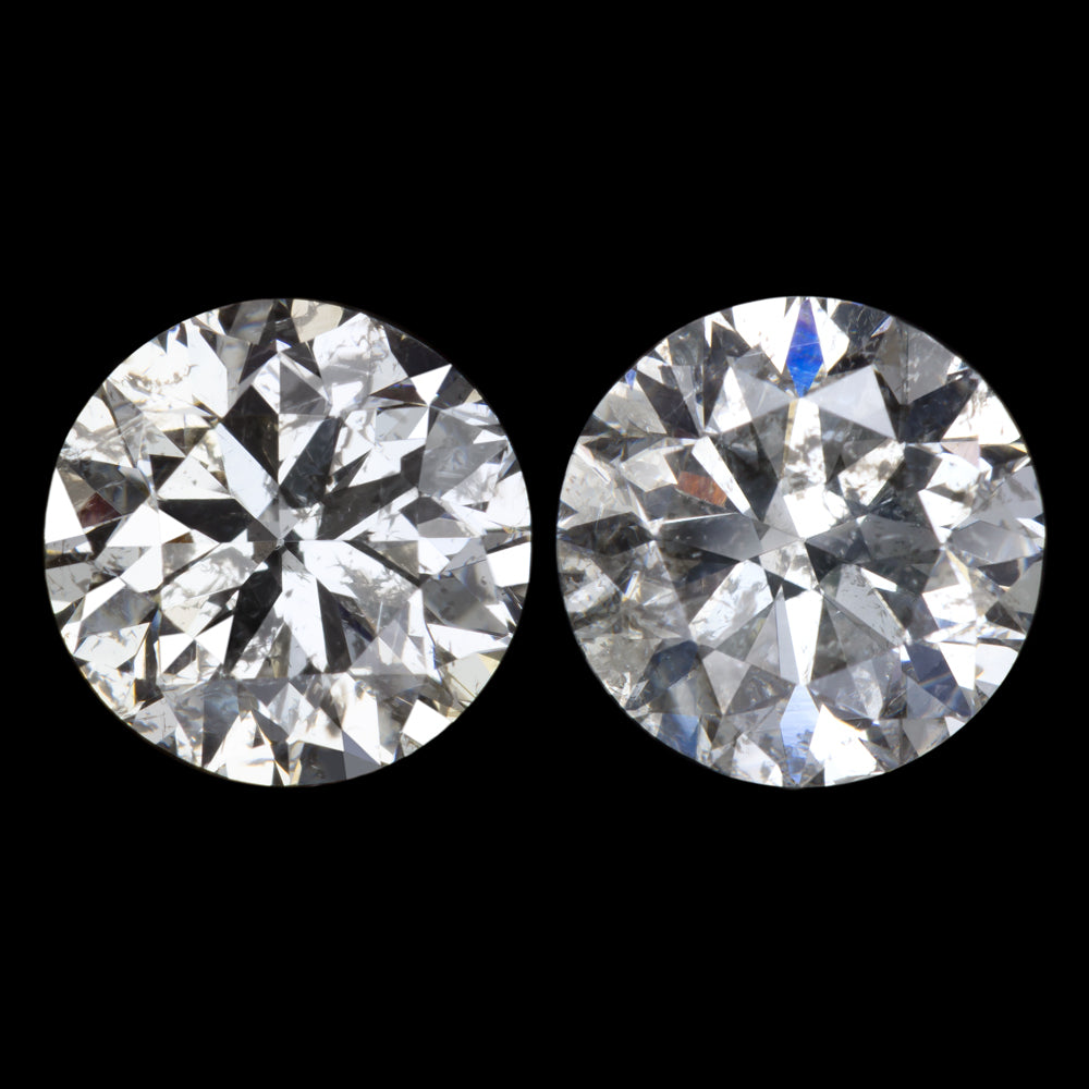 2.26ct VERY GOOD CUT DIAMOND STUD EARRINGS ROUND BRILLIANT CUT PAIR 2. ...
