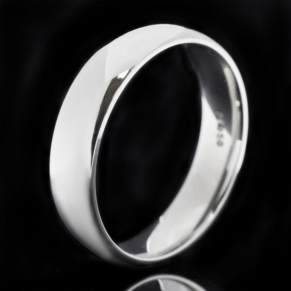SOLID PLATINUM MENS WEDDING RING CLASSIC 5mm BAND DOMED COMFORT FIT ...