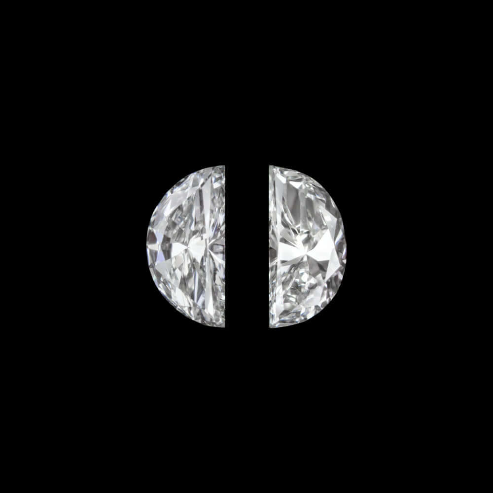 0.15ct E VS HALF MOON SHAPE DIAMOND MATCHING PAIR EPAULETTE CUT ...